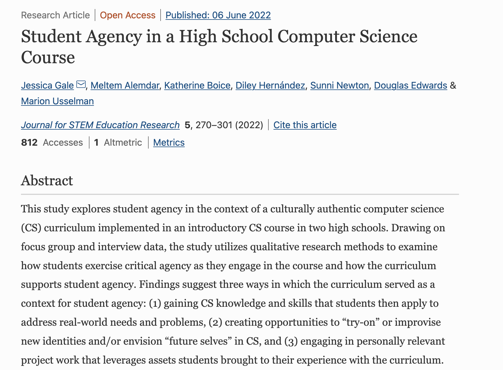 Research Publications - Student Centered Computing